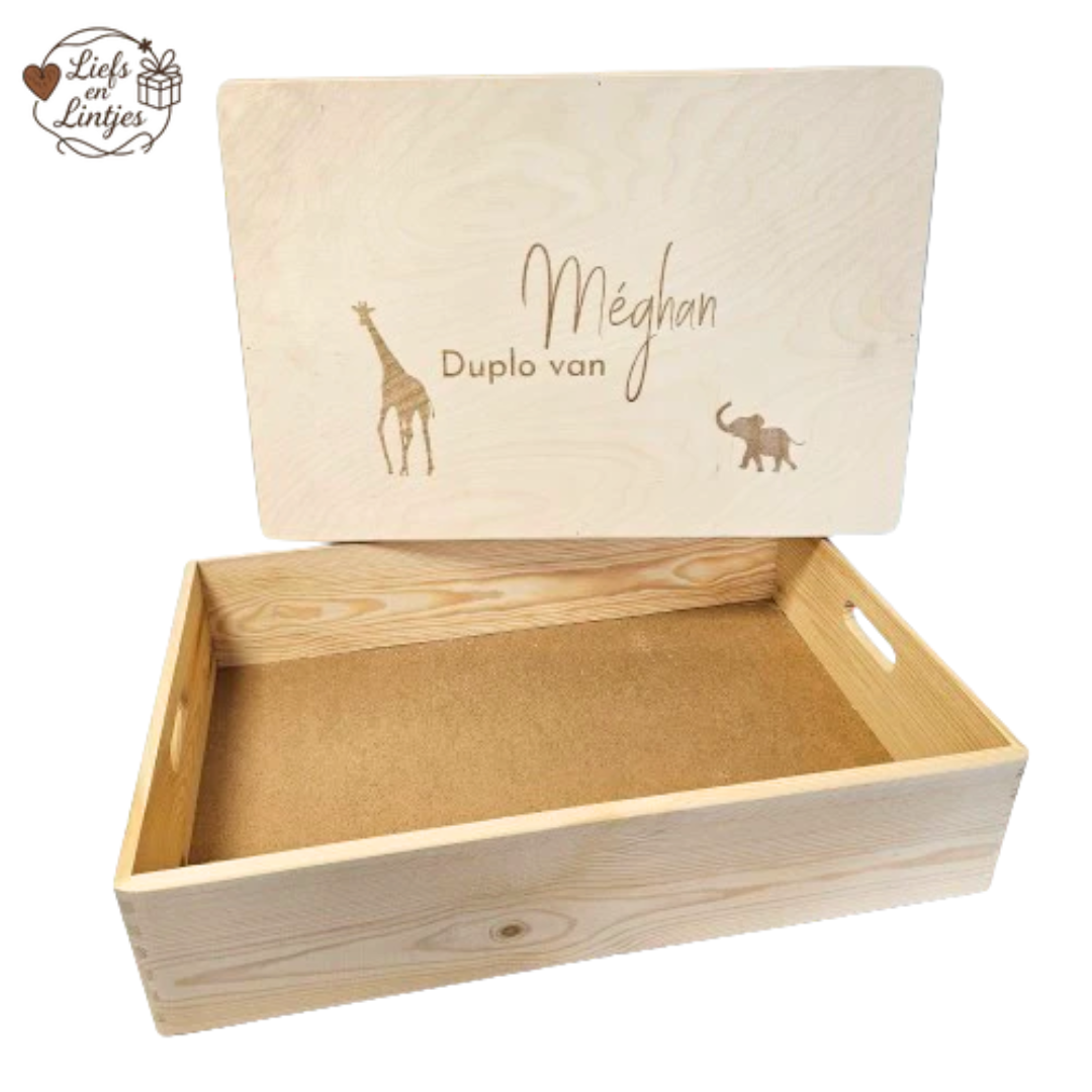 Grote Houten Kist XL met Naam of Gravure – Bewaarkist 60x40x14 | Liefs en Lintjes